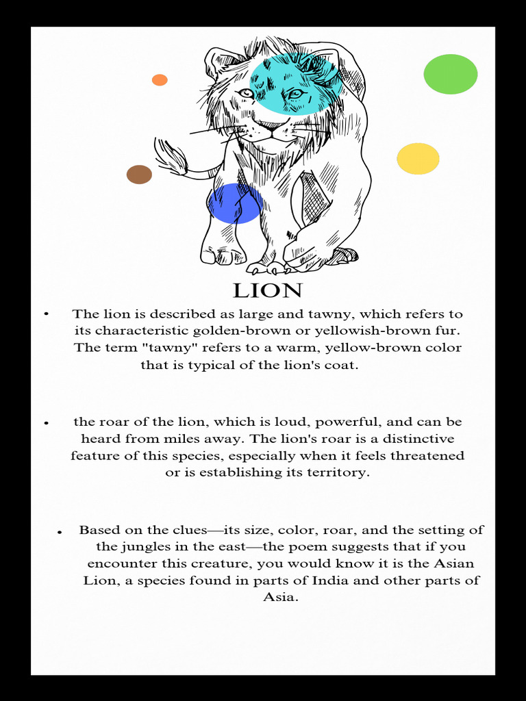 The Lion Is Described As Large and Tawny, Which Refers To Its ...