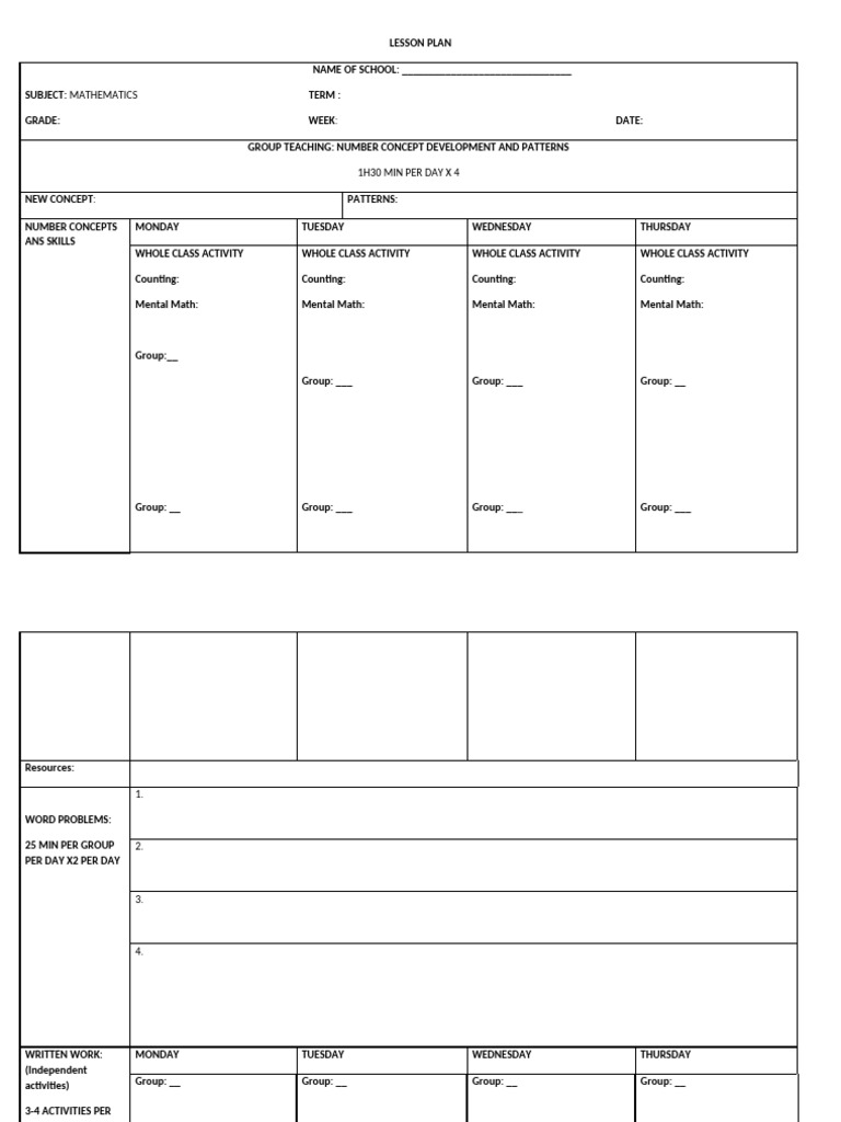 Grade 2 Math Lesson Plan Template | PDF