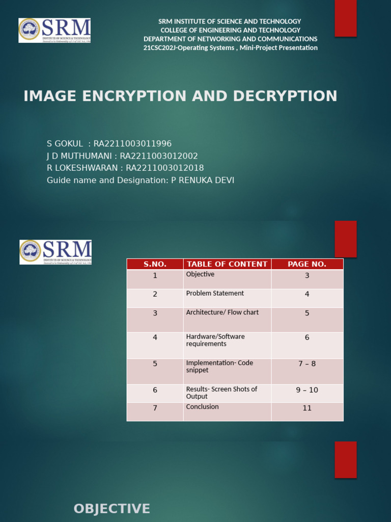 Os PPT Image Encryption and Decryption | PDF | Encryption | Security