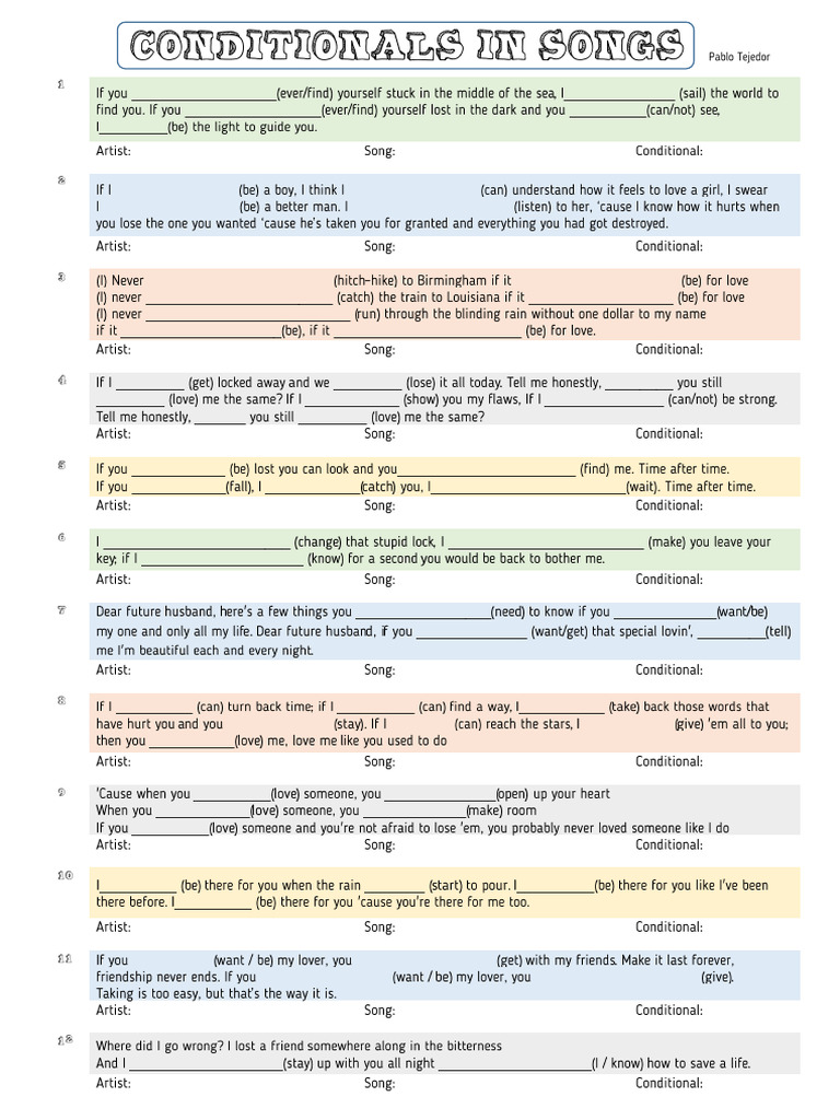CONDITIONALS IN SONGS | PDF