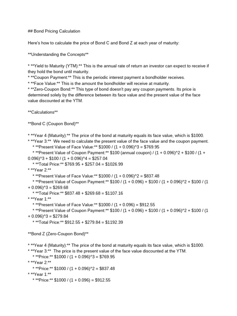 Bond Price Calculation Methods | PDF
