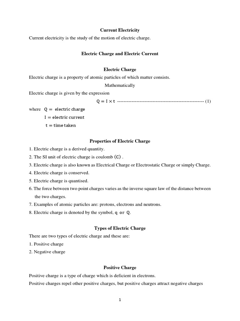 Basics of Electric Charge & Current | PDF | Electric Charge | Voltage