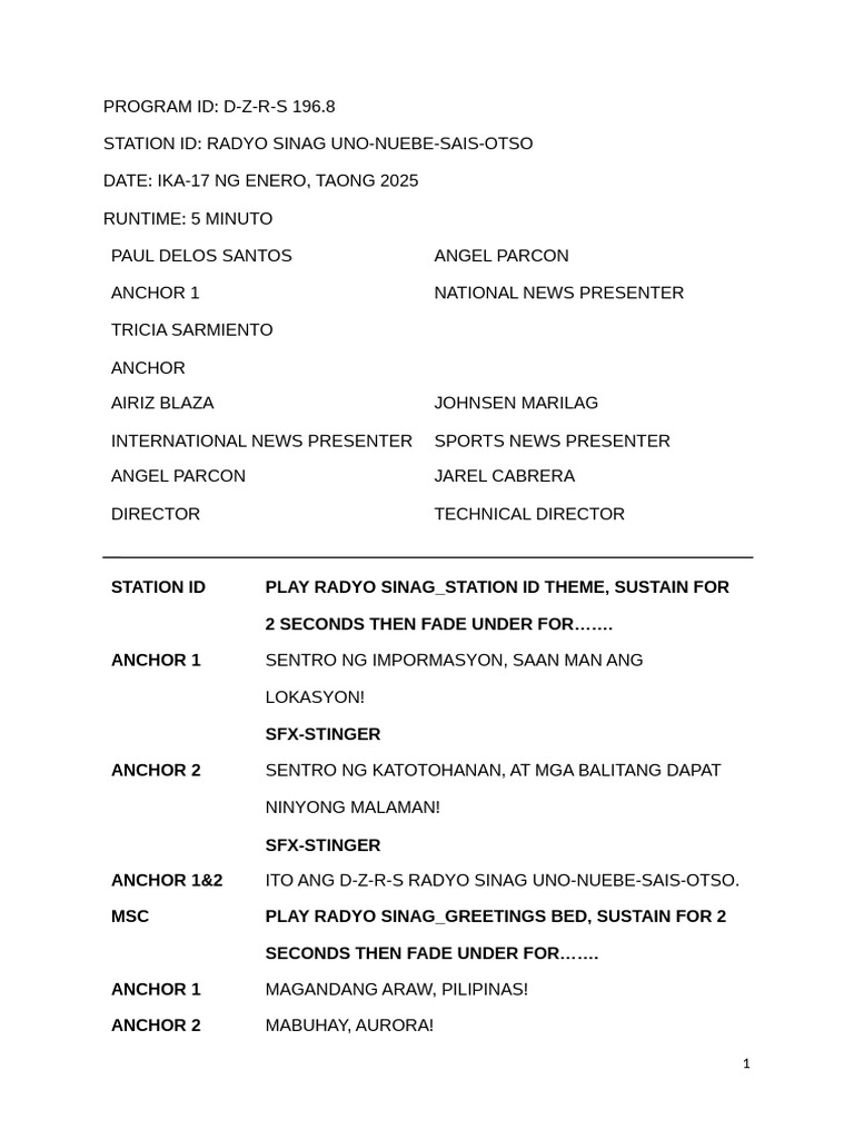 DSPC RAD BROAD SRIPT NOW | PDF