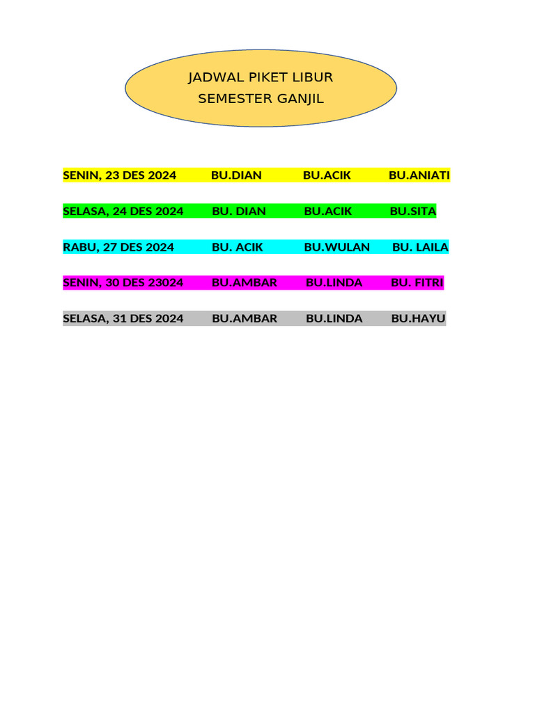 Piket Libur Semester | PDF