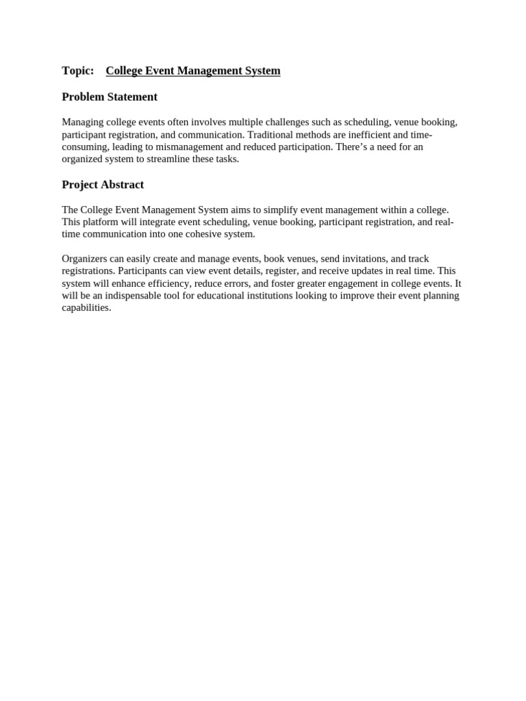 SE Project Abstract | PDF