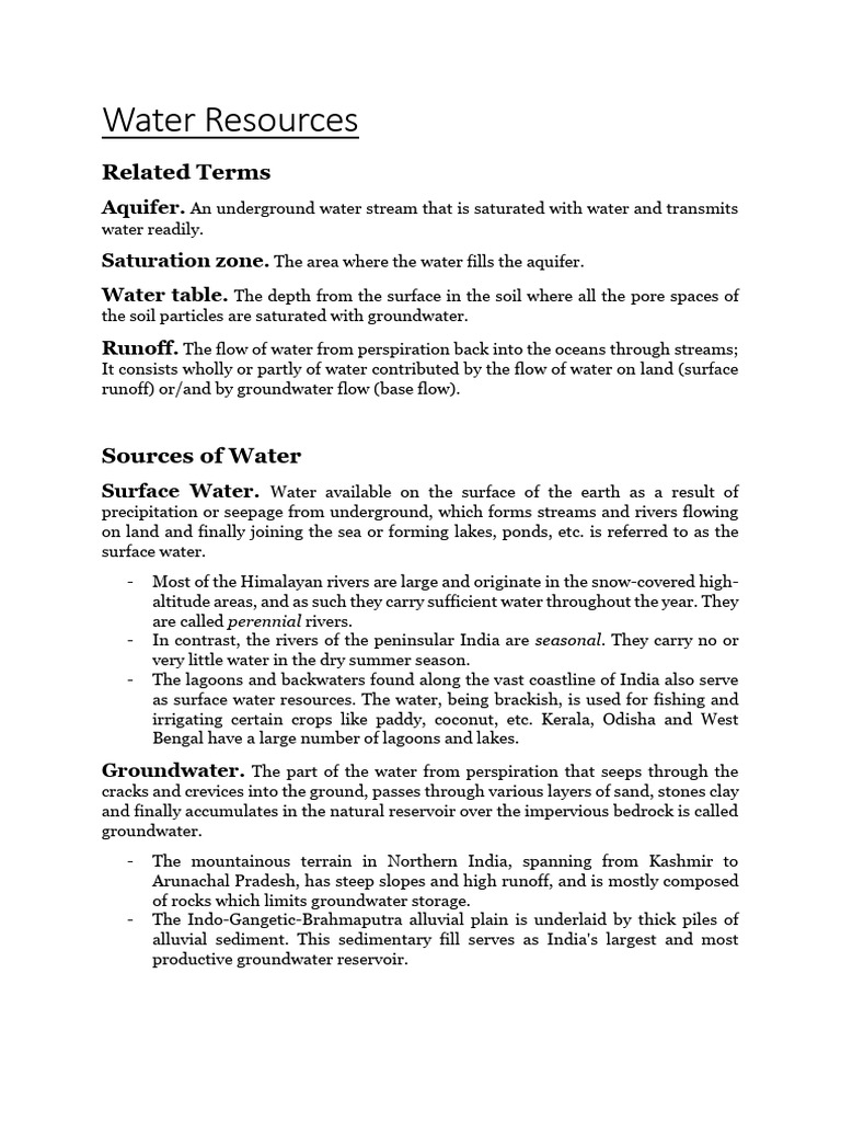 Water Resources | PDF | Groundwater | Irrigation