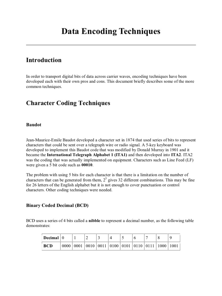 Data Encoding Techniques Character Encoding Ebcdic Free 30 Day