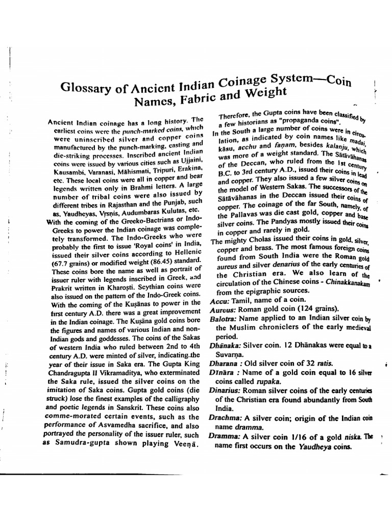 Ancient Indian Coinage System | PDF