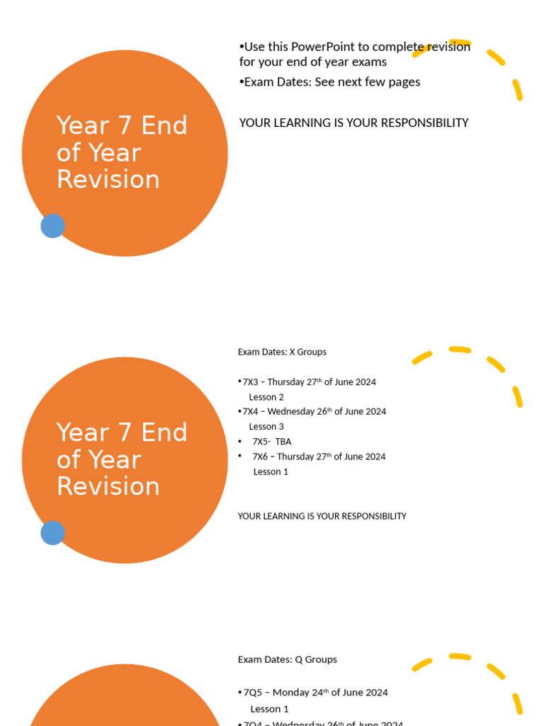 Year 7 End of Year Exam Revision 2024 (1) 4 | PDF