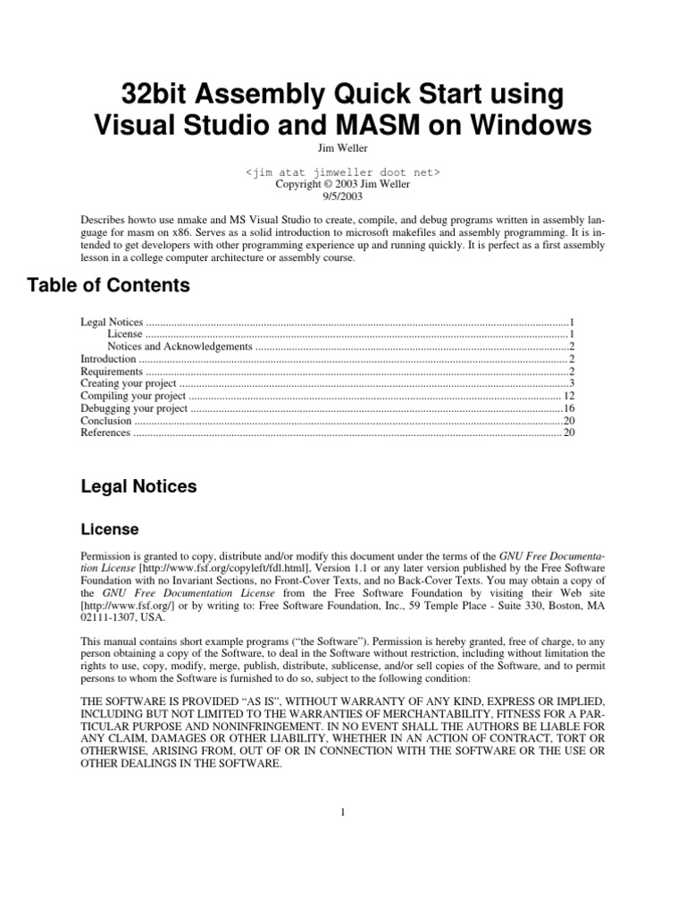 32bit Assembly Quick Start Using Visual Studio and Masm On Windows ...