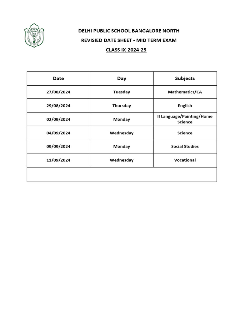 CLASS IX REVISED DATE SHEET PORTIONS AND REVISION PLANNER1724934426188 | PDF
