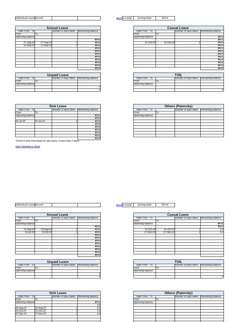 Leave Record | PDF | Labor Relations | Business Law