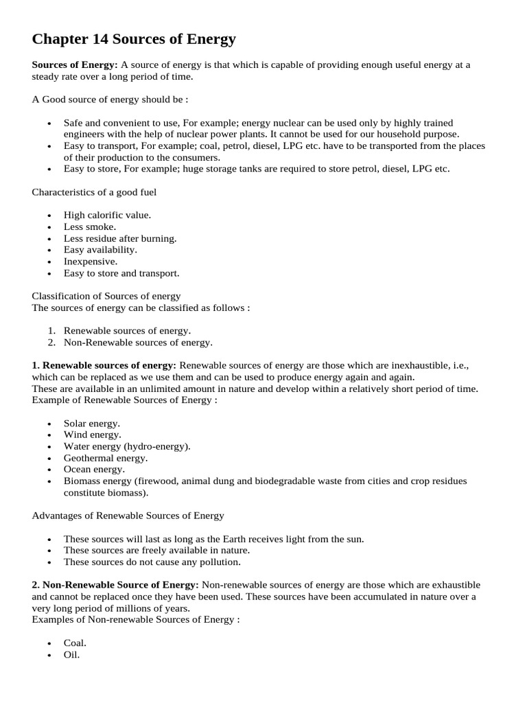 Chapter 14 Sources of Energy | PDF | Energy Development | Biogas