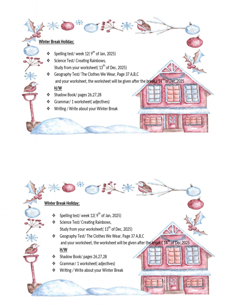 Winter Break Holiday | PDF