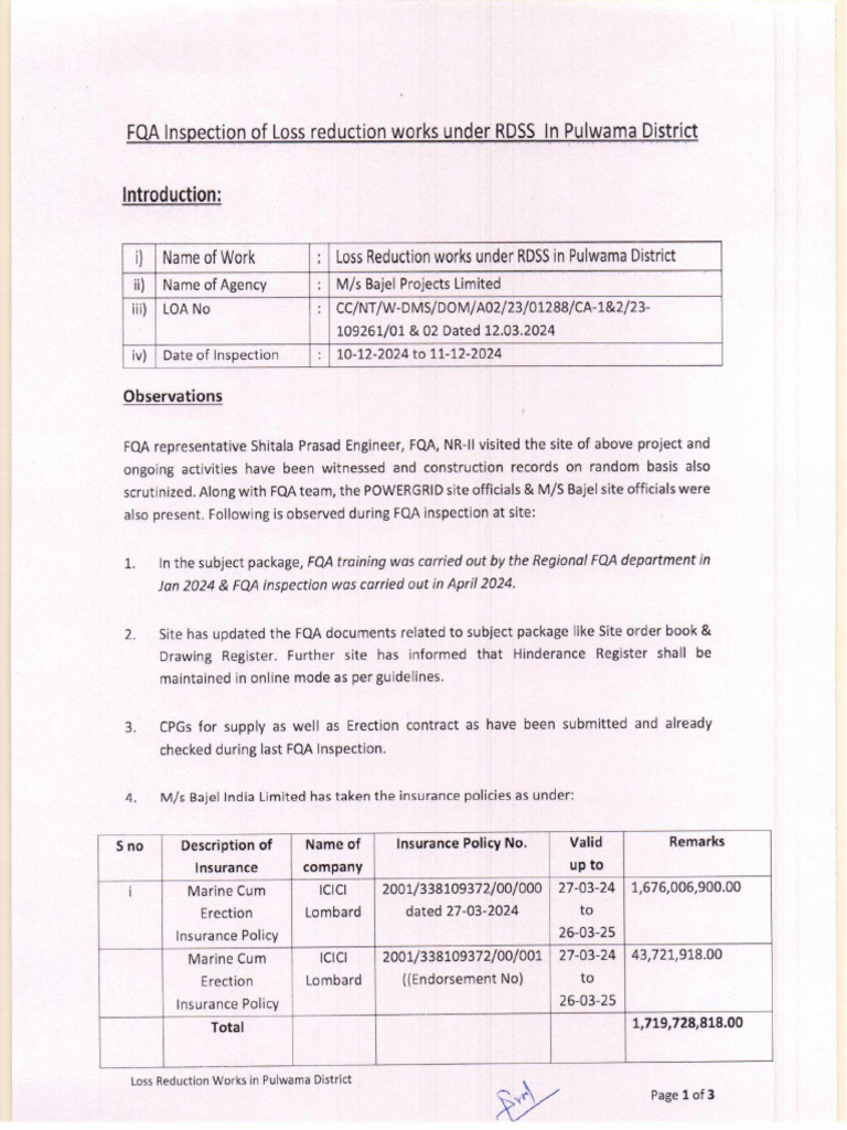 FQA Inspection Report | PDF