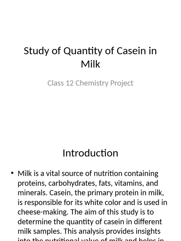 Casein Quantity Analysis in Milk Samples | PDF | Milk | Nutrition