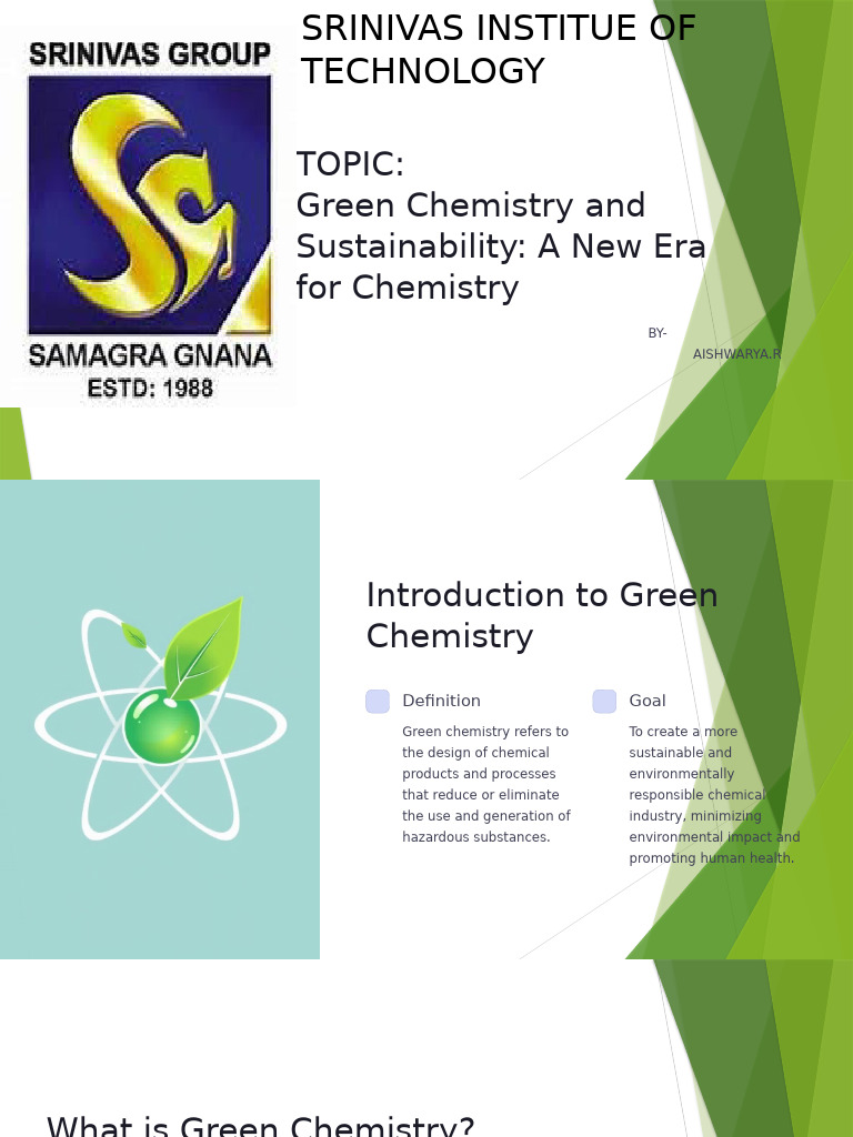 Green Chemistry and Sustainability A New Era For Chemistry | PDF ...