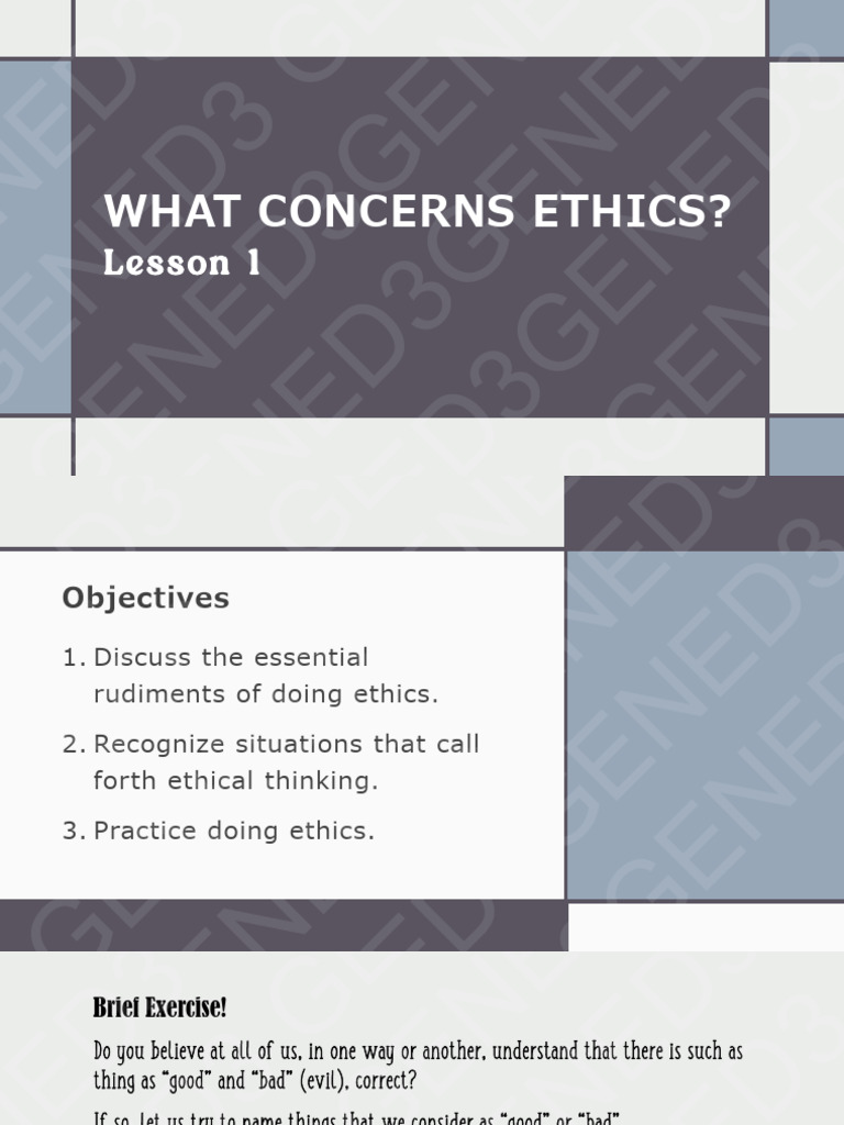 Lesson 1 What Concerns Ethics Updated | PDF | Morality | Faith