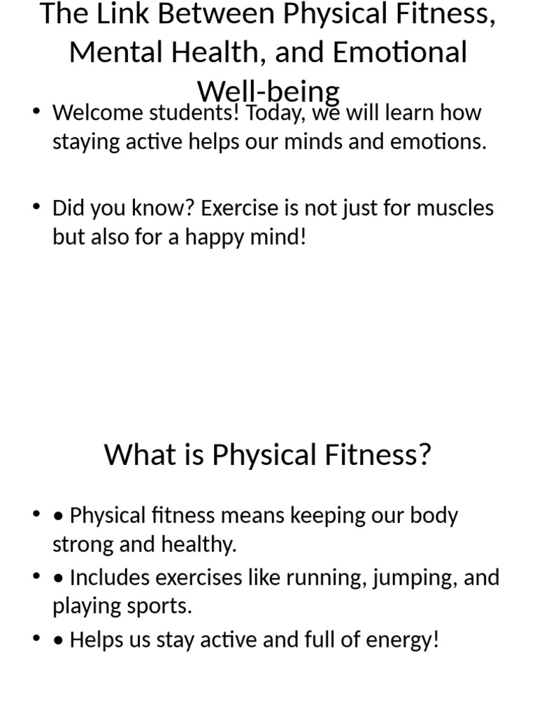 Mental Fitness Through Physical Activity | PDF