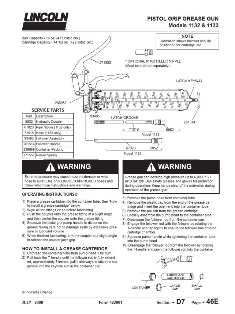 Pistol Grip Grease Gun Instructions | PDF | Firearms