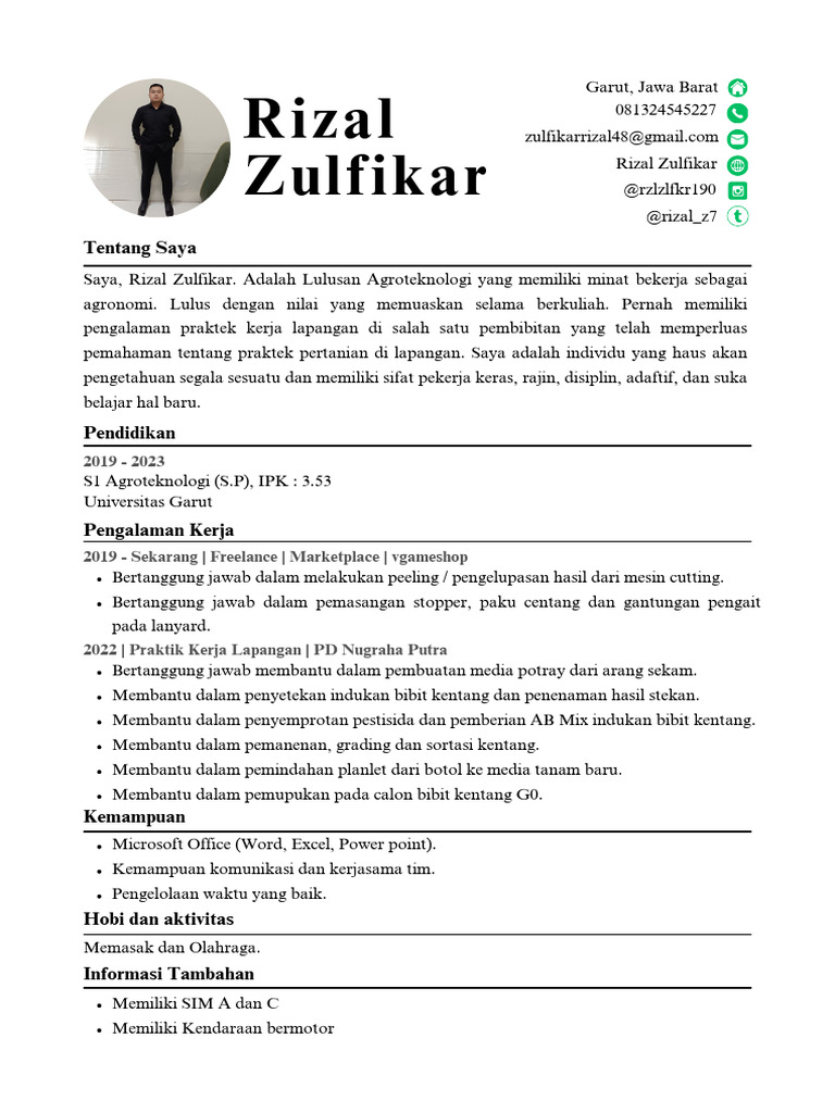 Cv. Rizal Zulfikar - Agronomi | PDF