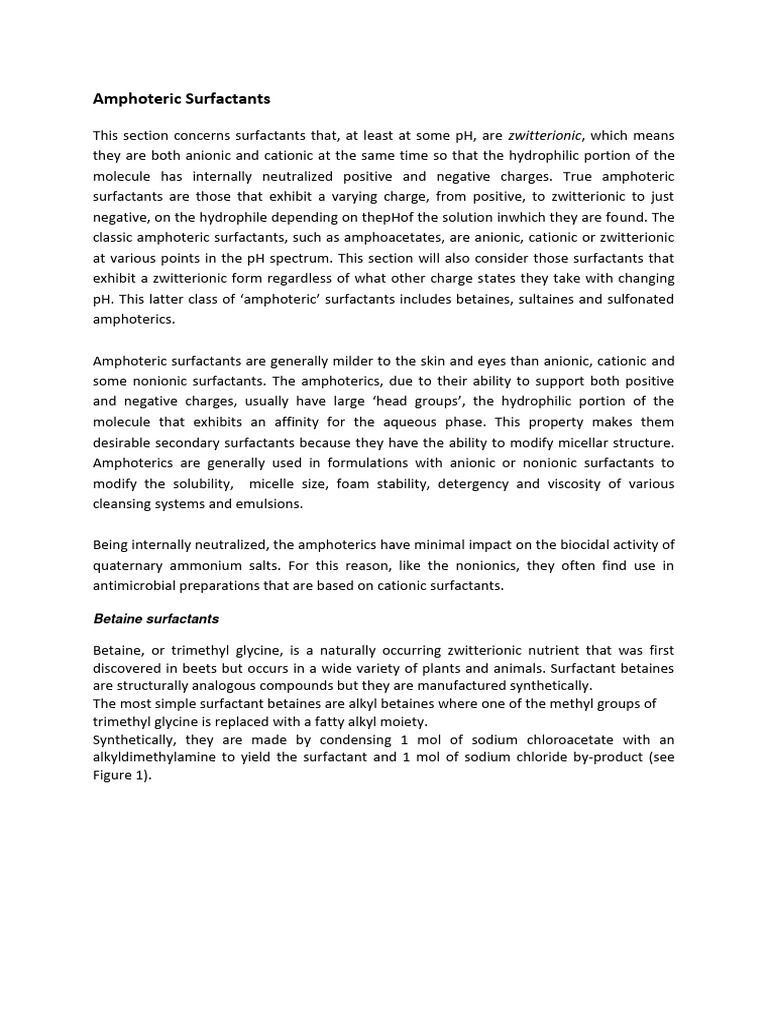 Overview of Betaines in Surfactants | PDF | Surfactant | Chemical ...