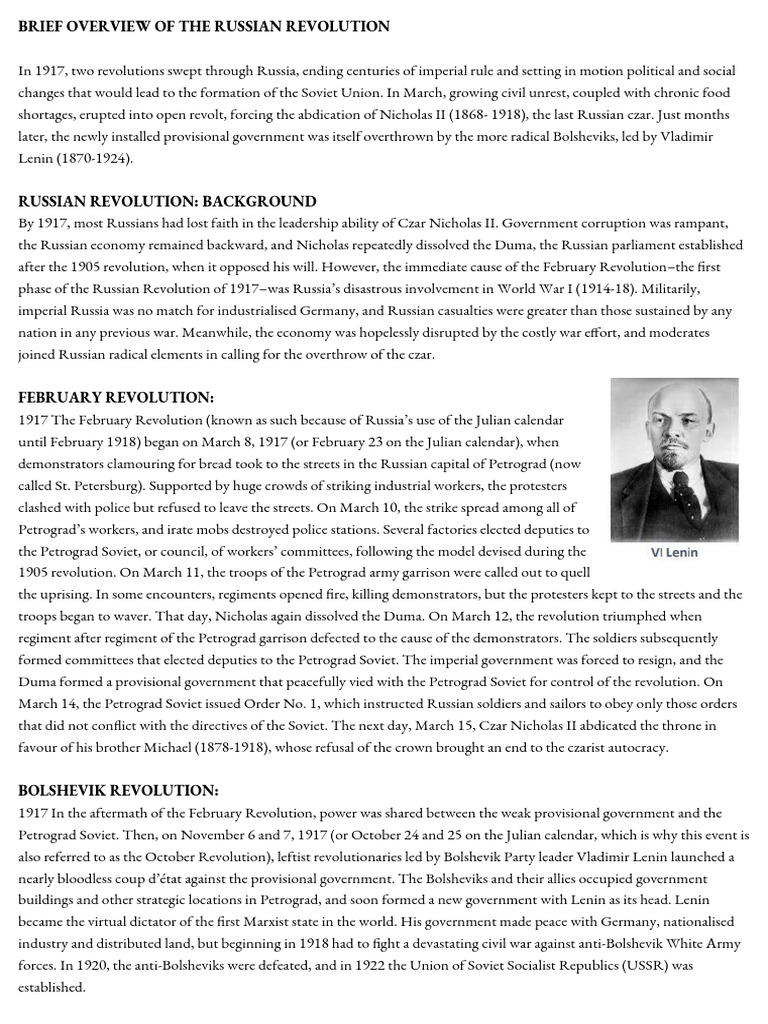 The Russian Revolution Pdf