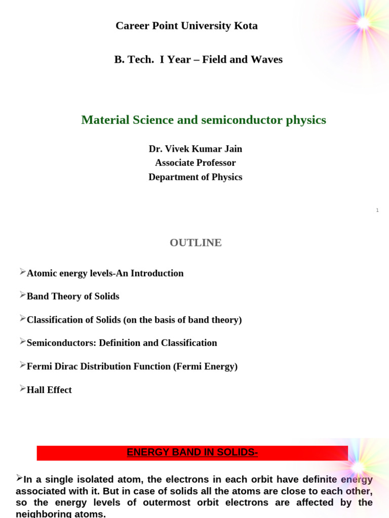 Final PPT Elements of Material Science | PDF | Doping (Semiconductor) | Semiconductors