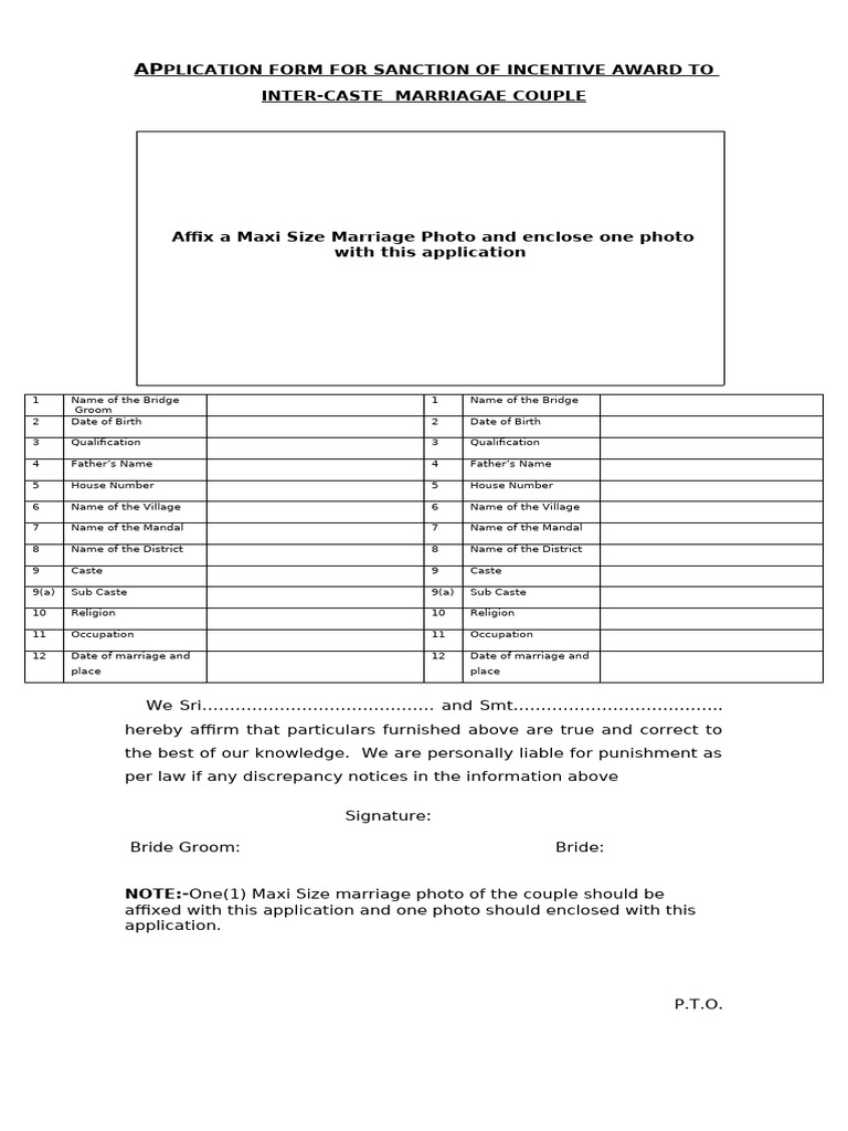 Inter Caste Marriage Application | PDF | Marriage | Kinship And Descent