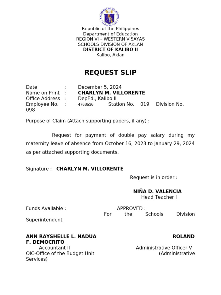 1REQUEST-SLIP-double-pay | PDF | Government