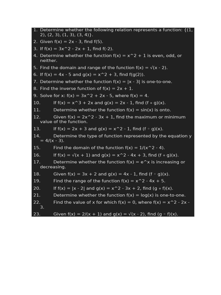 Determine Whether The Following Relation Represents A Function | PDF