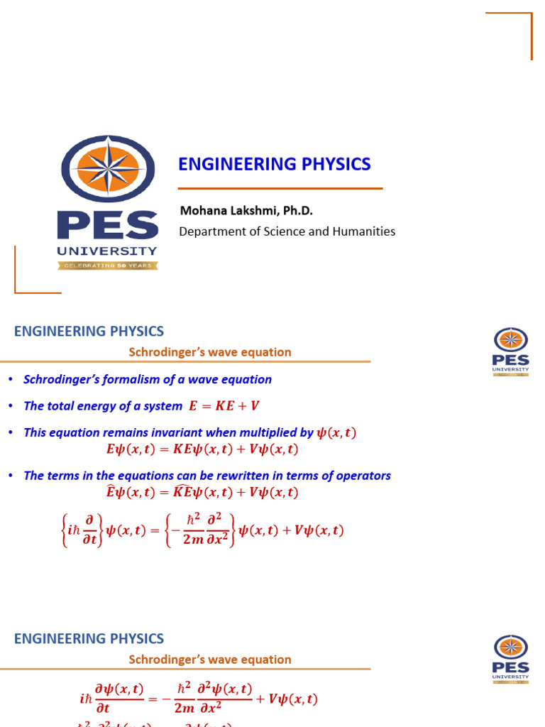 Engg. Physics Unit II Consolidated Slides | PDF | Schrödinger Equation | Waves