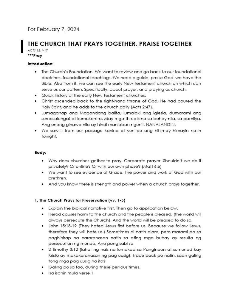 The Church That Prays Together, Praise Together | PDF
