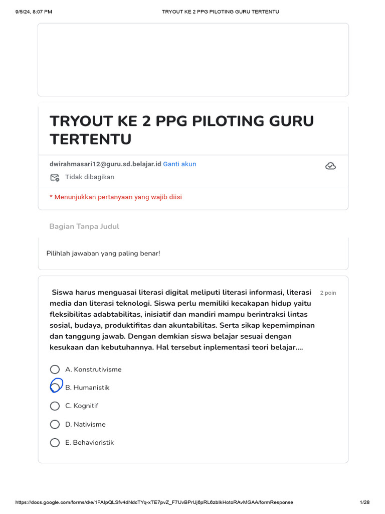 Try Out 2 Bimbel Online PPG 2024 | PDF