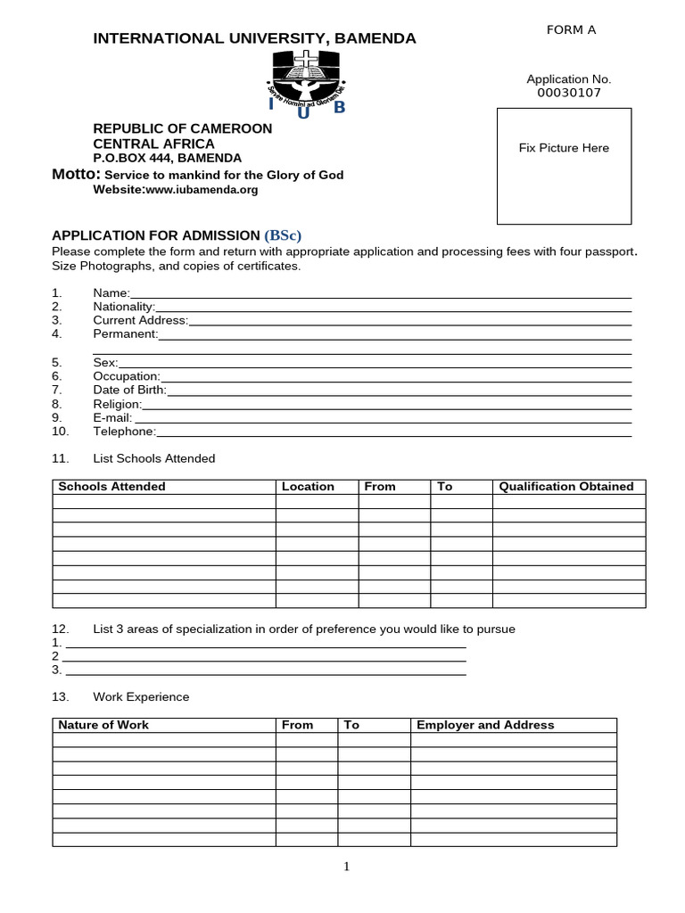 Iub Application Form BSC | PDF | Vocational Education | Educational Stages