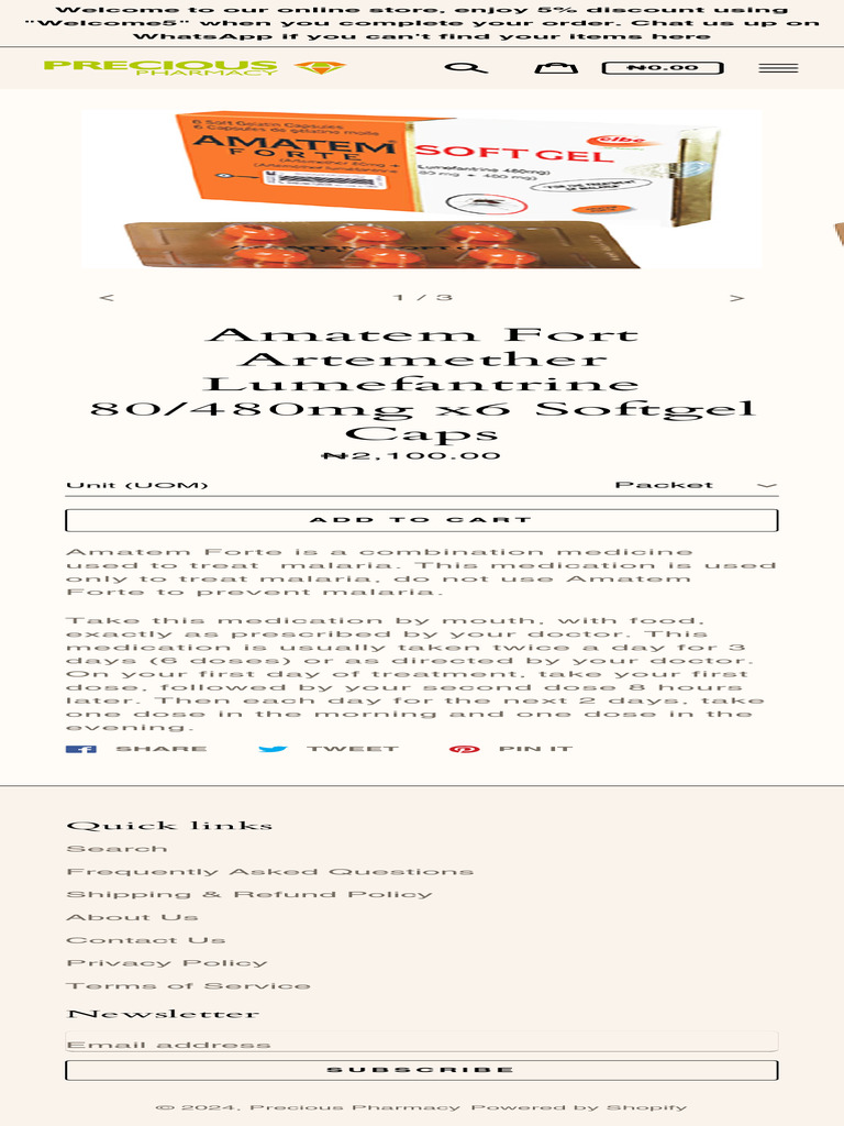 Amatem Fort Artemether Lumefantrine 80480mg x6 Softgel Caps – Precious ...