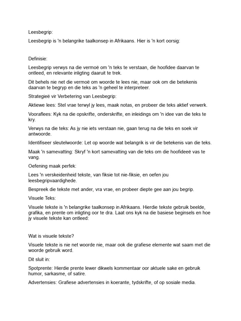 Afrikaans Term 1 | PDF