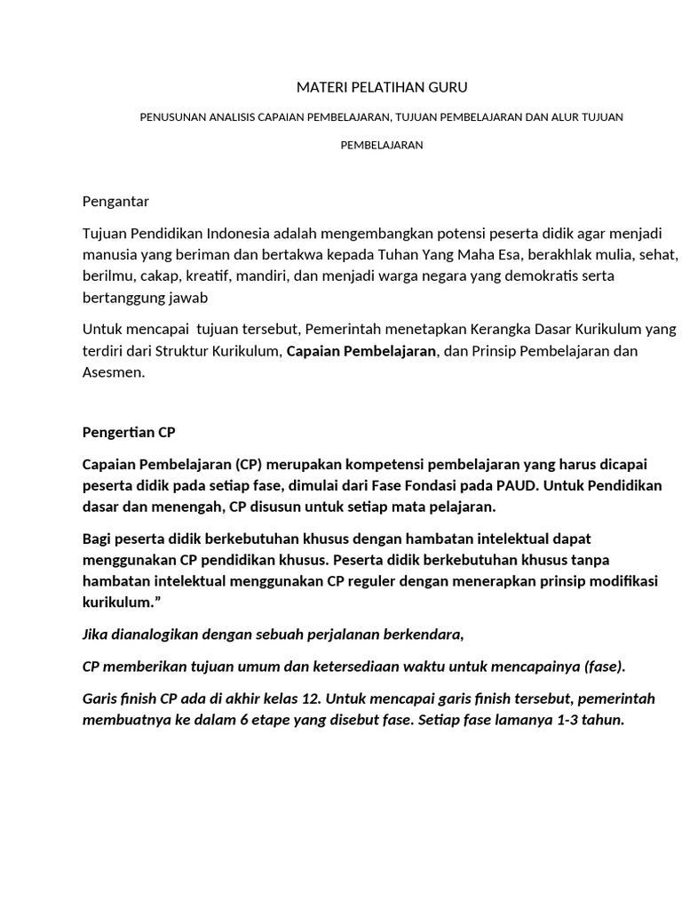 Penyusunan CP, TP Dan ATP (Contoh) | PDF