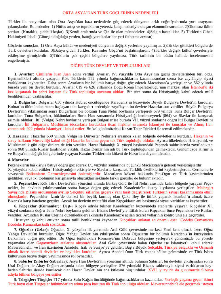 Tarih - 9 - Ders Notu | PDF