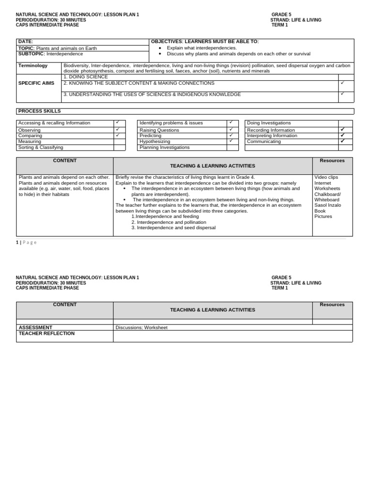 Grade 5 Lesson: Plant-Animal Interdependence | PDF | Flowers | Plants