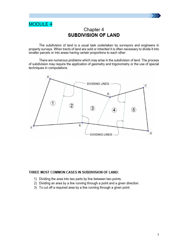 Module 4 - Subdivision of Lands | PDF | Mathematics | Euclidean Geometry