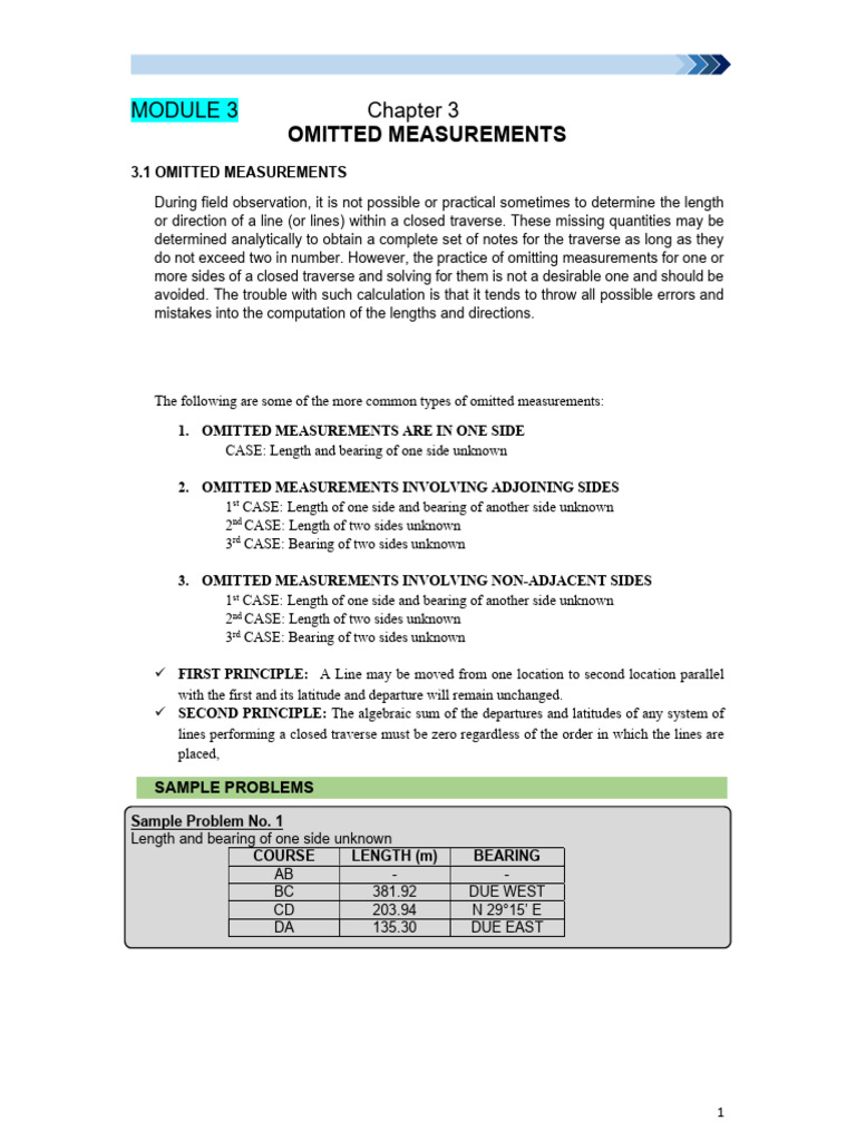 Omitted Measurements in Closed Traverse | PDF | Measurement | Mathematics