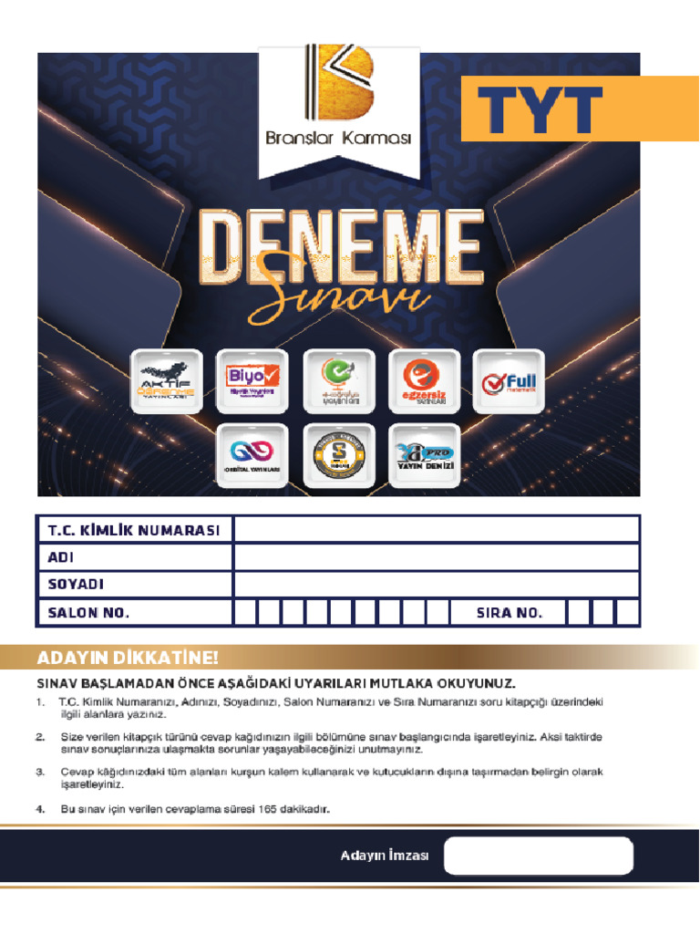 20240326141442-4591-Bk Yayinlari Tyt Deneme Sinavi Ornek PDF | PDF