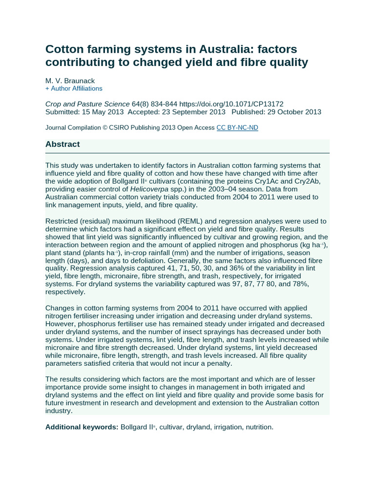 Cotton farming systems in Australia | PDF | Agriculture | Cotton