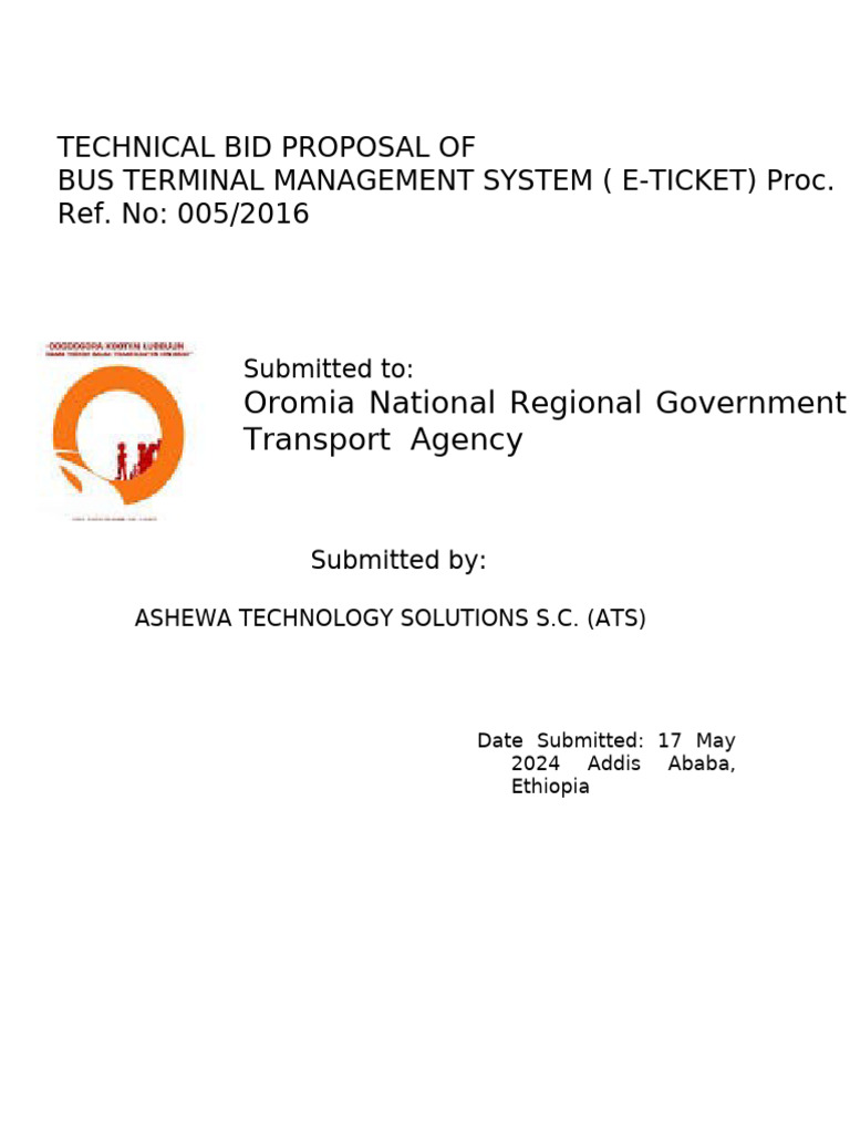 E-Ticketing System Proposal for Oromia | PDF | Enterprise Resource ...