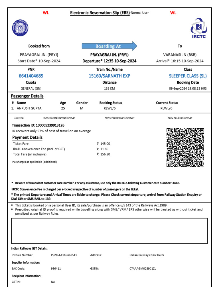 IRCTC LINK | PDF | Identity Document