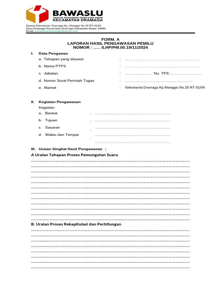 FORM A. (LHP) PTPS | PDF