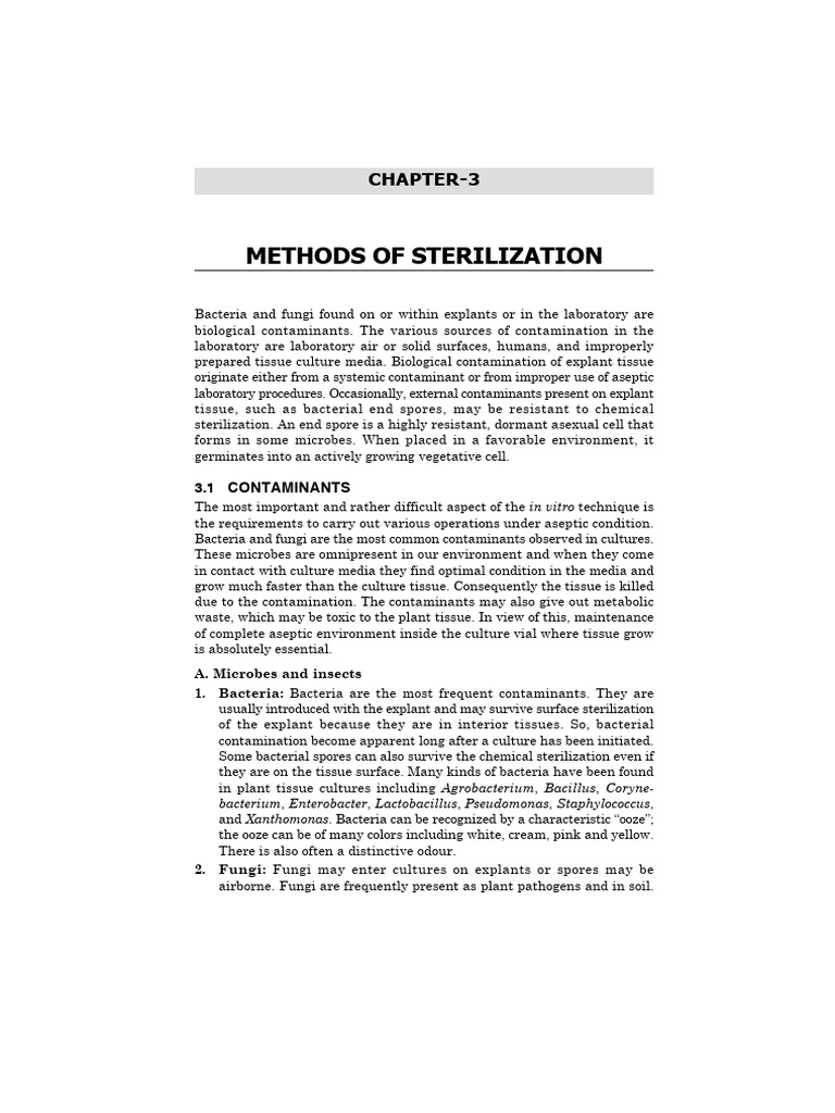 Applications of Plant Tissue Culture - (Chapter 3 Methods of Sterilization) | PDF ...