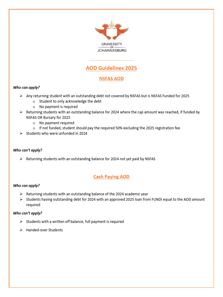 Aod Communique To Students Jan2025 1 | PDF | Debt | Financial Services