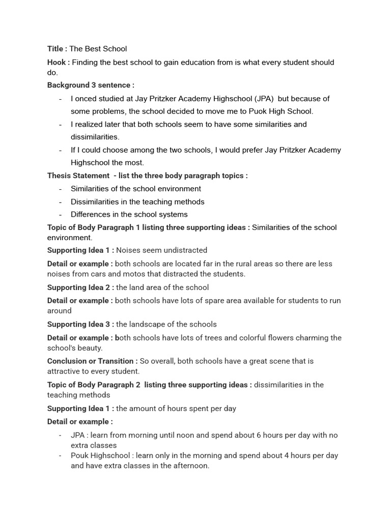 Compare and Contrast Outline | PDF